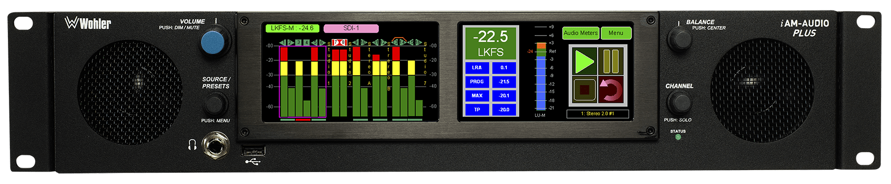 iAM-AUDIO-2+: 16-Channel 3G-SDI & Analog Audio Monitor